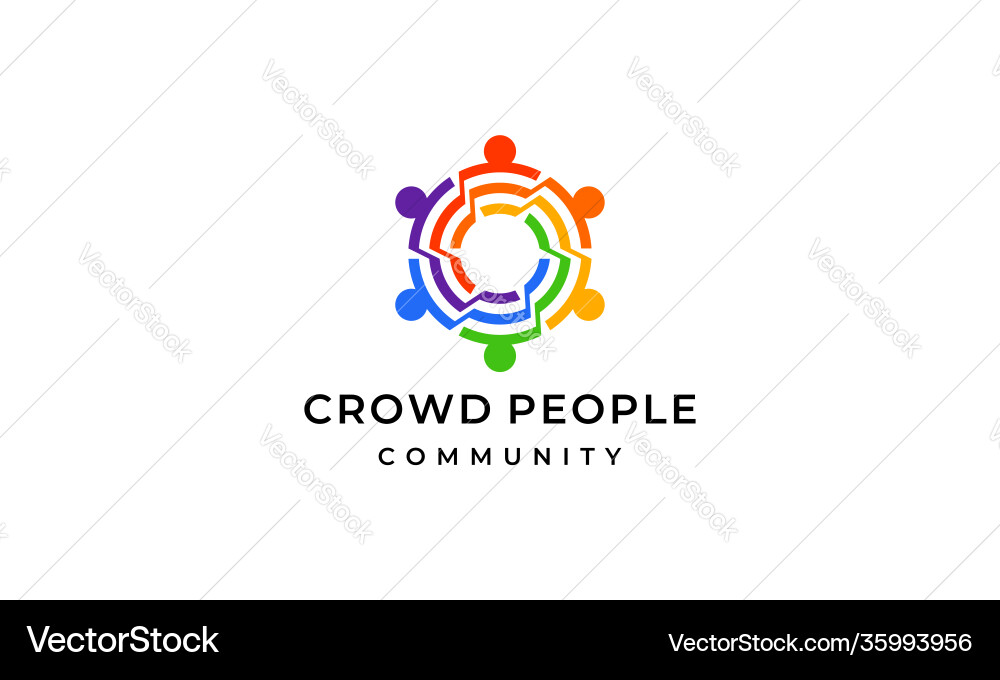 Colourful crowd people community logo Royalty Free Vector