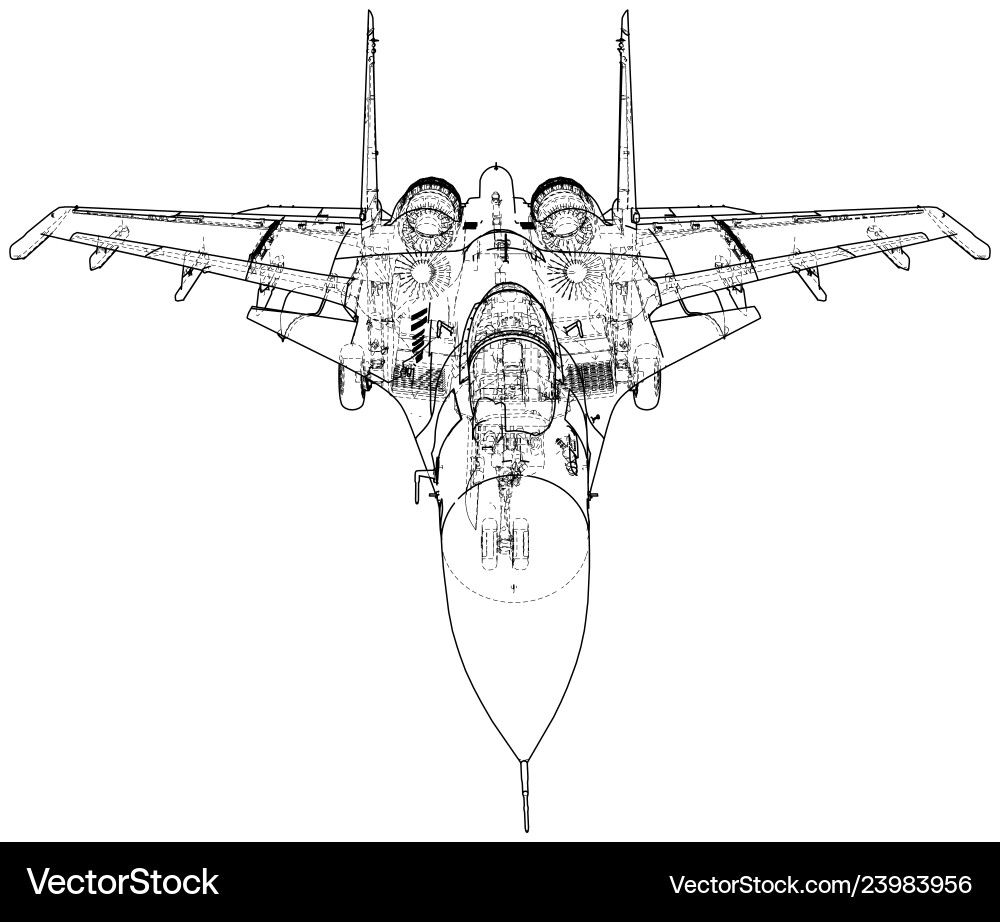 Fighter Jet Wireframe Concept Royalty Free Vector Image