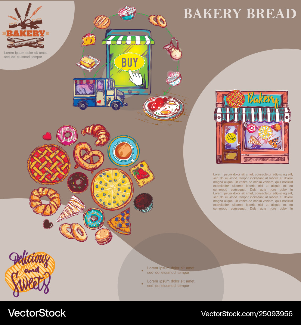 Hand drawn baking products template Royalty Free Vector