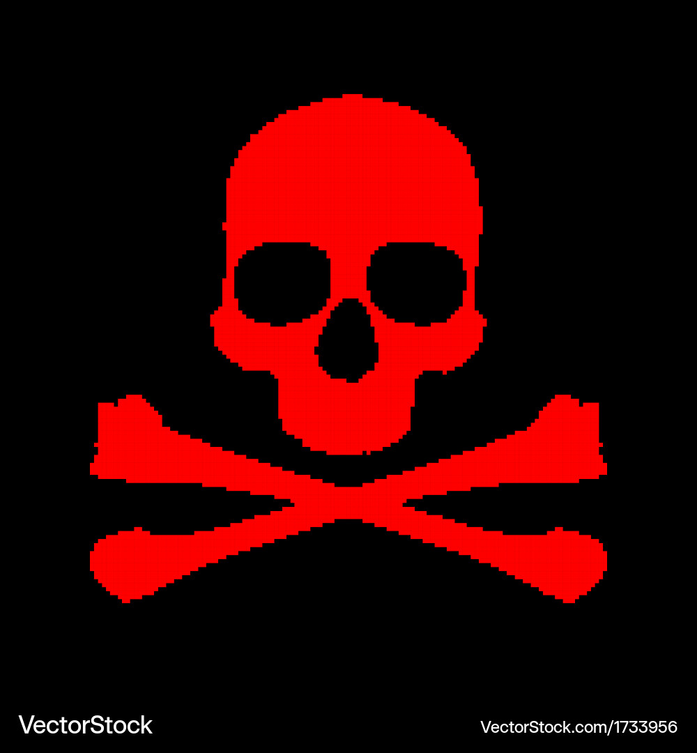 Pixel skull and bones Royalty Free Vector Image