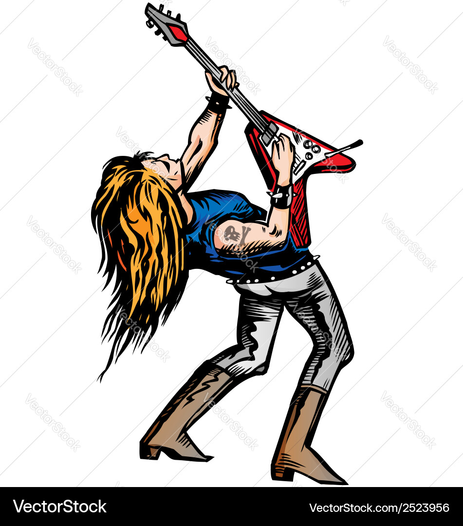Rocker guitarist solo Royalty Free Vector Image