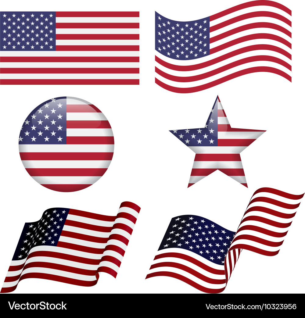 Set of usa flag designs Royalty Free Vector Image