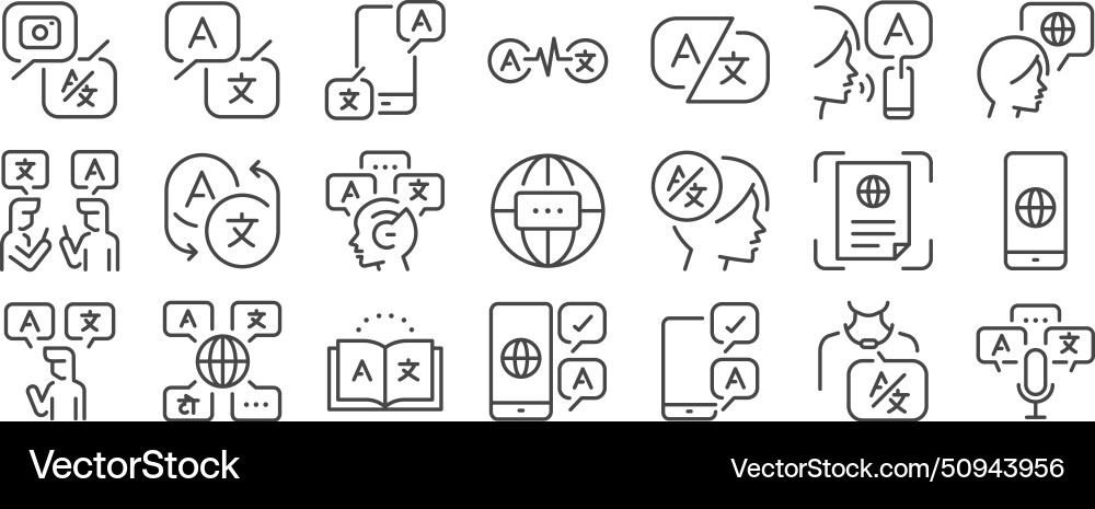 Translation icon set Royalty Free Vector Image