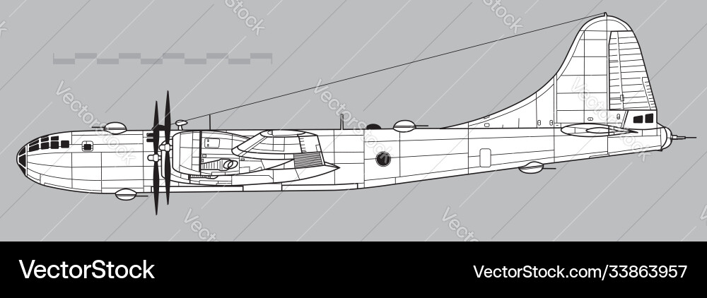 Boeing B-29 Superfortress Bomber Royalty Free Vector Image