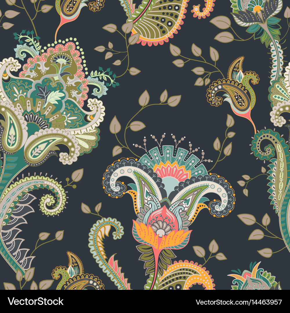 Indian Paisley Floral Pattern Royalty Free Vector Image