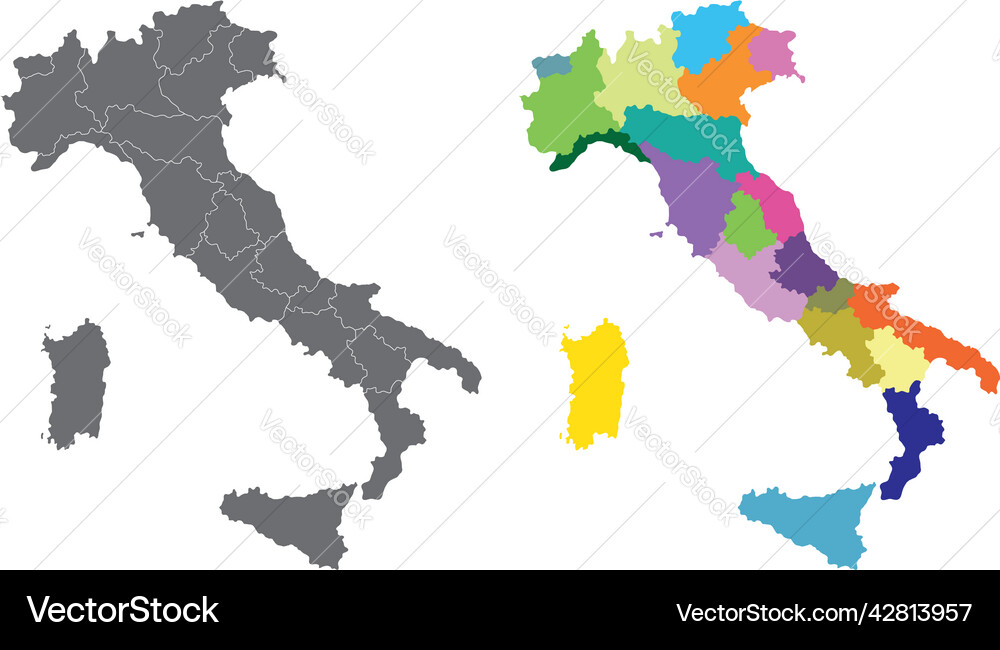 Italy regions map Royalty Free Vector Image - VectorStock