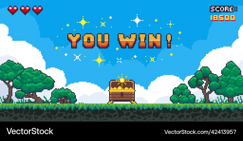 Retro 8-Bit Win Screen Royalty Free Vector Image