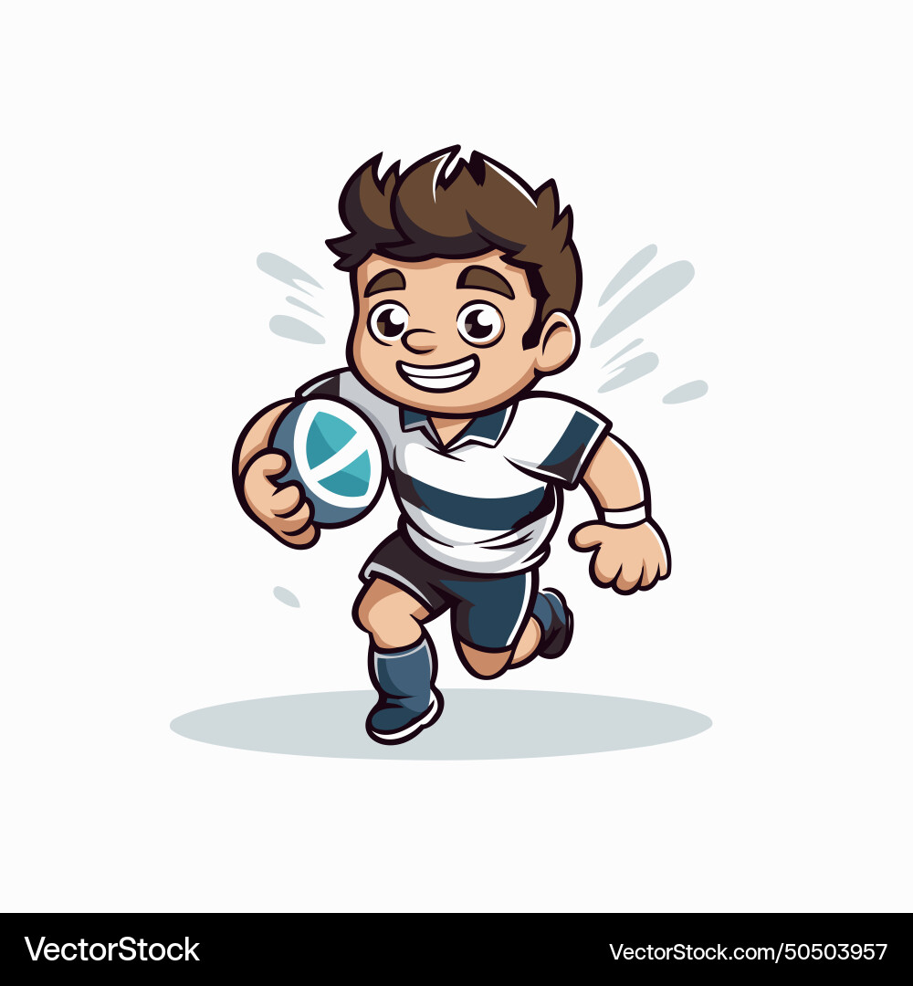 Rugby player running with ball and shield Vector Image