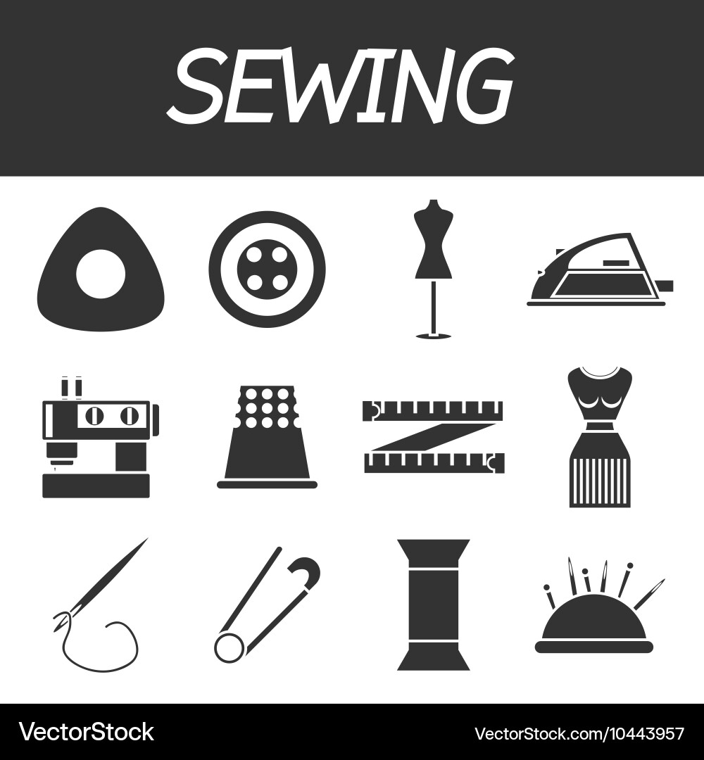 Sewing flat icon set Royalty Free Vector Image