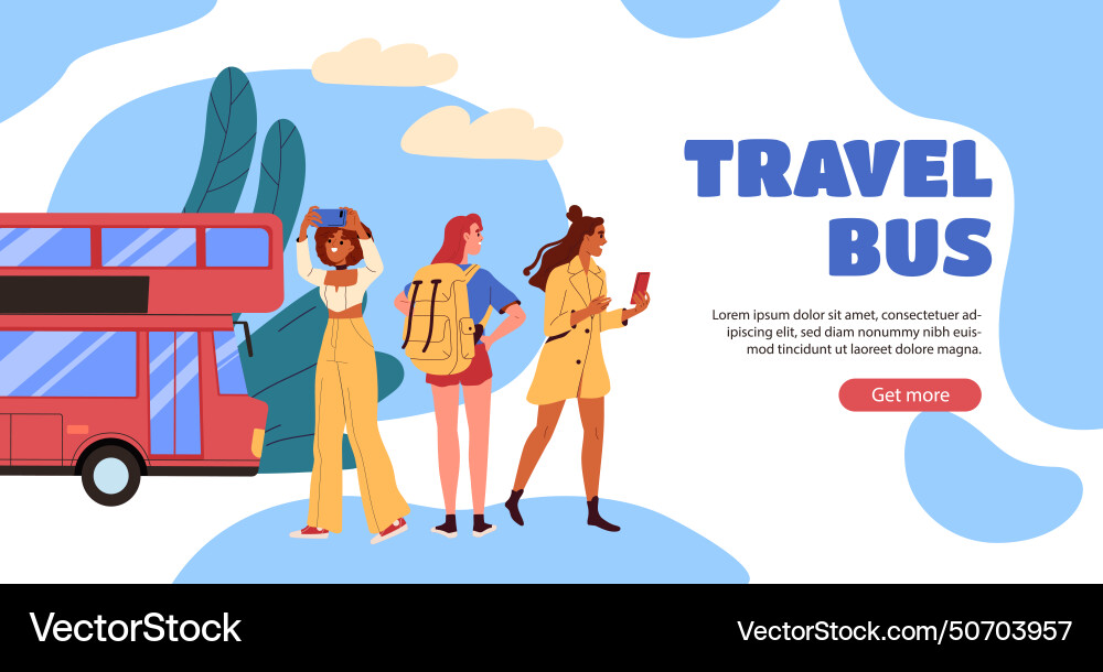 Travel bus banner Royalty Free Vector Image - VectorStock