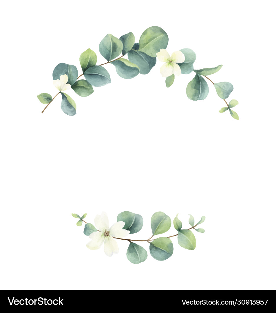 Watercolor frame with eucalyptus leaves Royalty Free Vector