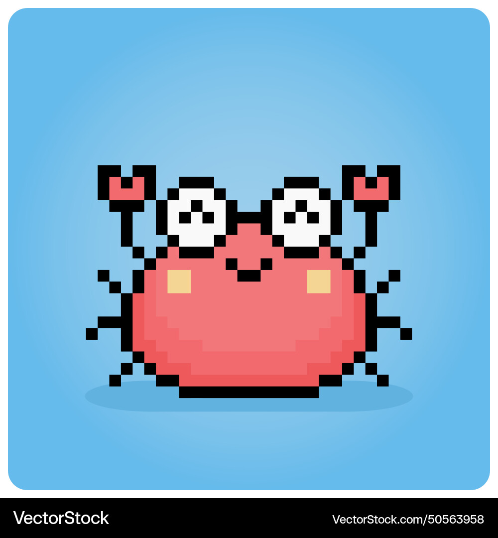 Crab in 8 bit pixel art for sticker Royalty Free Vector