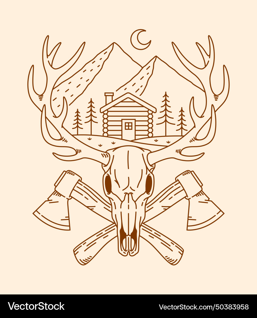 Deer skull line art Royalty Free Vector Image - VectorStock