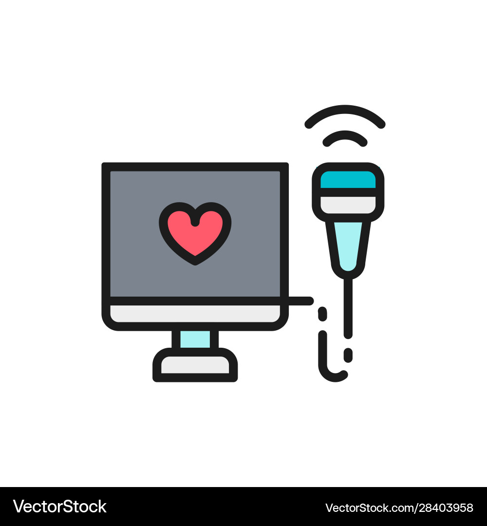 Echocardiogram Ultrasound Heart Icon Royalty Free Vector