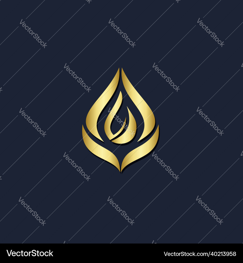 Eco leaf flower gold abstract logo Royalty Free Vector Image