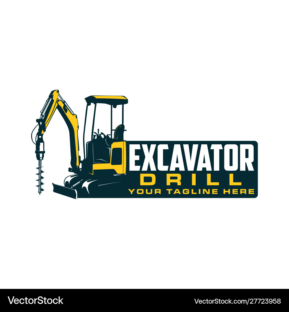 Excavator drill logo Royalty Free Vector Image