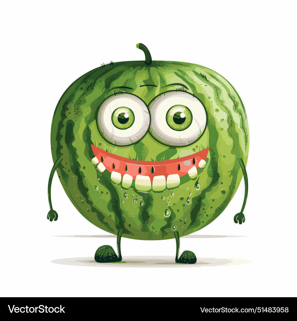 Goofy watermelon monster delightful Royalty Free Vector