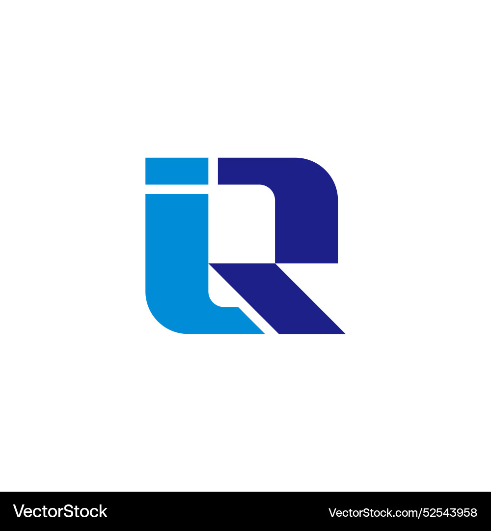 Letter ir simple geometric blue logo Royalty Free Vector