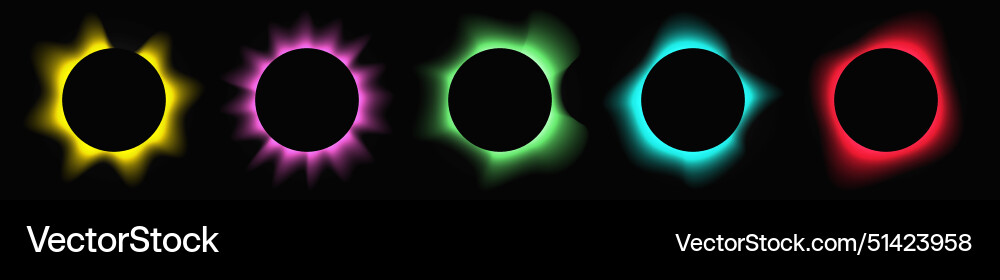 Set of circle illuminate light frames Royalty Free Vector