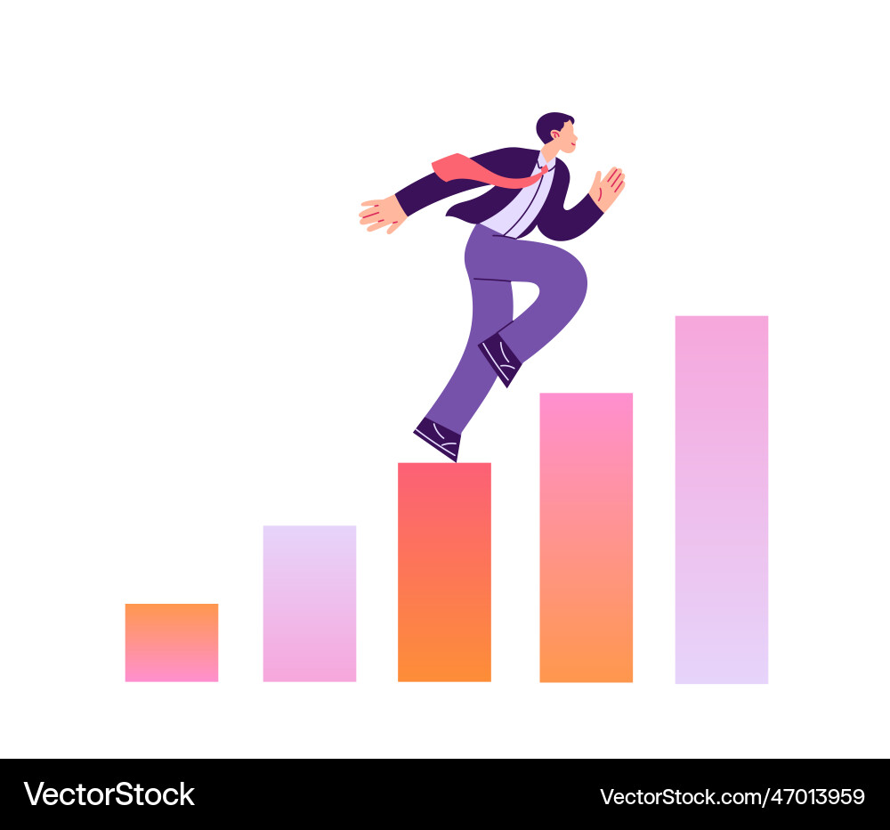 Business man running to reach higher target Vector Image