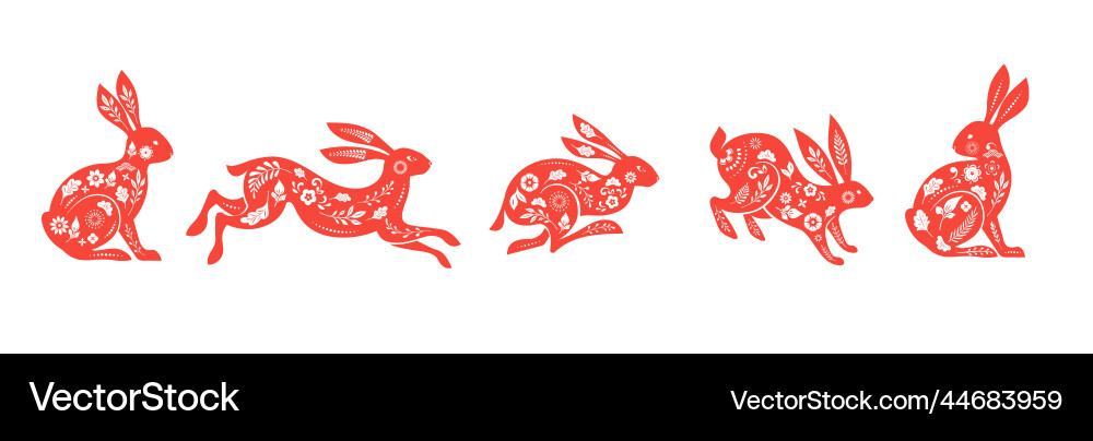 Collection of rabbits bunnies Royalty Free Vector Image