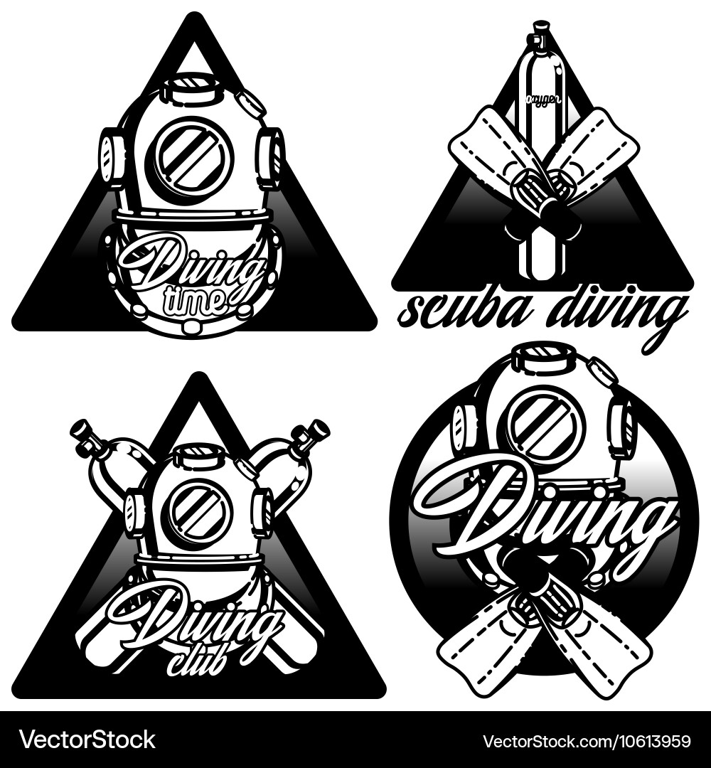 Diving labels set Royalty Free Vector Image - VectorStock