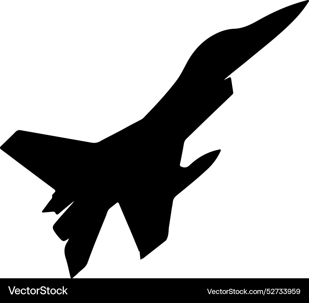 Fighter jet black silhouette icon isolated Vector Image