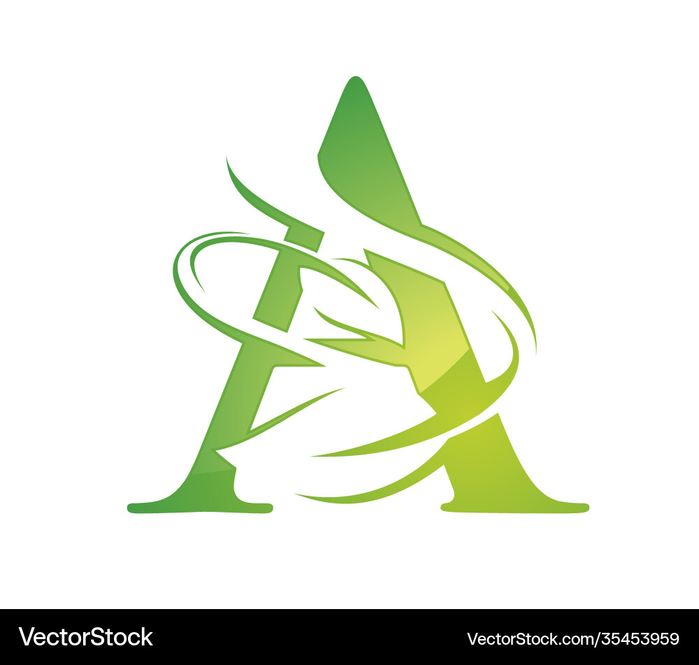 Green leaf monogram initial letter Royalty Free Vector Image