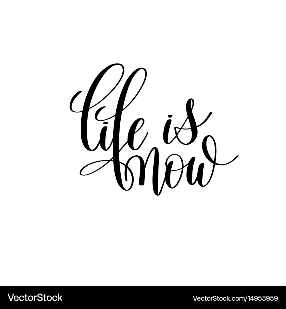 Life is now black and white hand lettering Vector Image