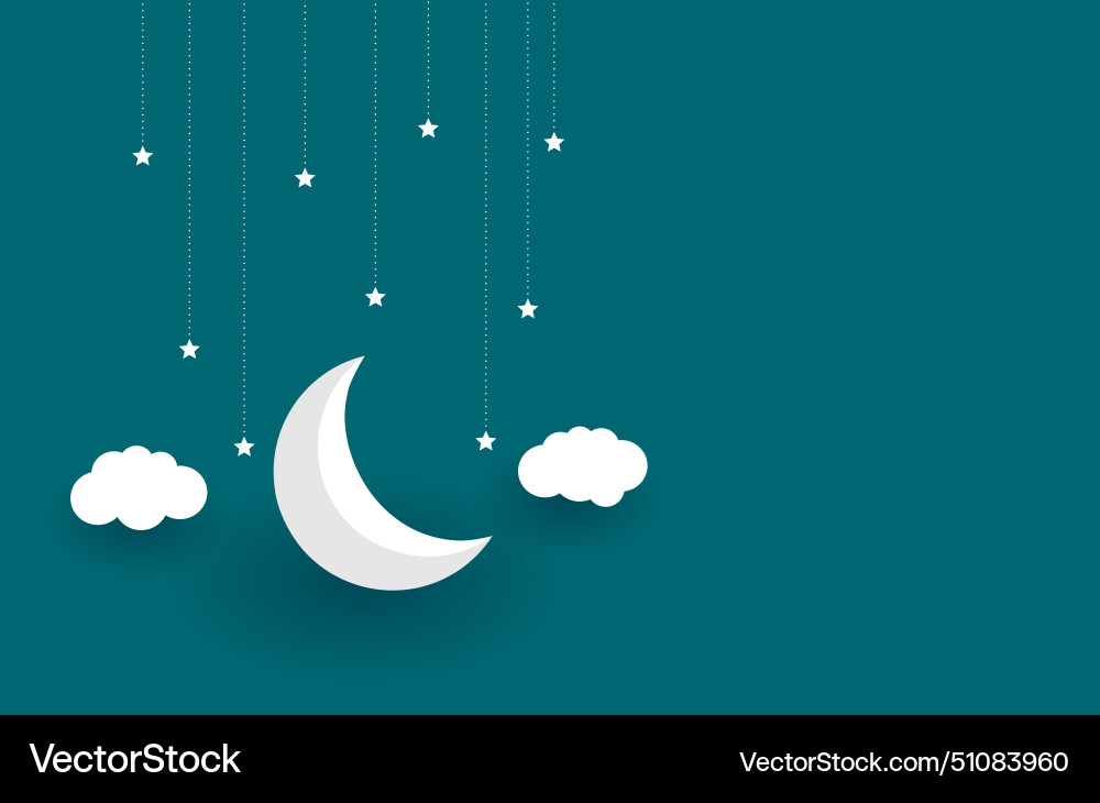 3d style half moon and starry background Vector Image