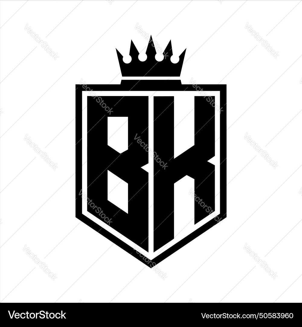 Bk logo monogram bold shield geometric shape Vector Image