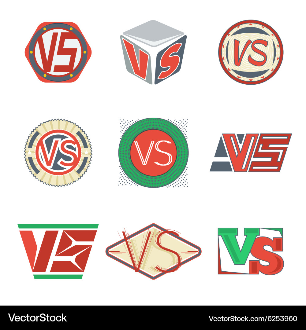Color versus logos vs letters signs Royalty Free Vector