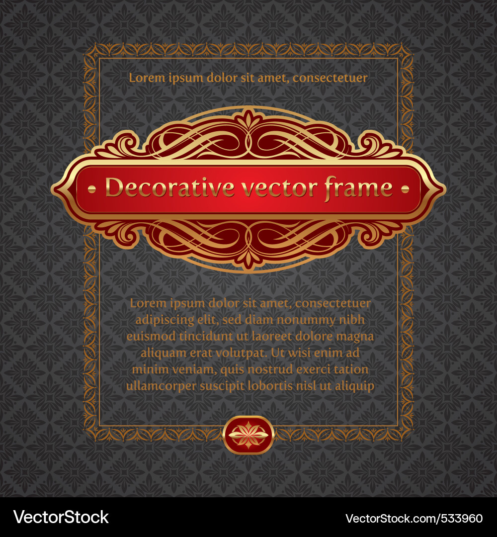 Decorative golden frame Royalty Free Vector Image