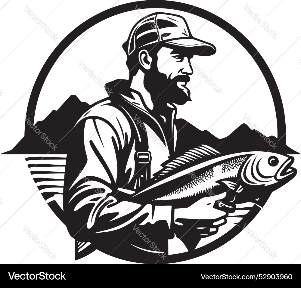 Fisherman logo with gradient color a modern Vector Image
