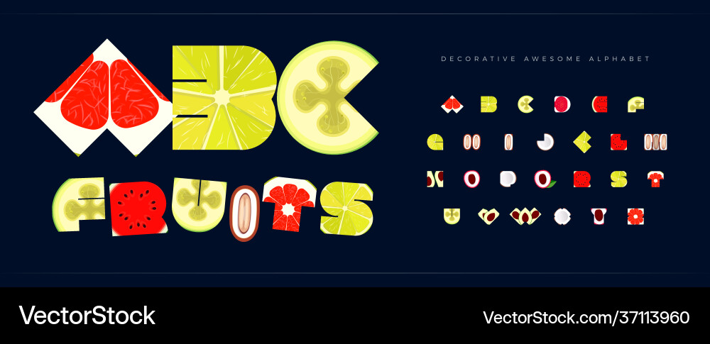 Fresh fruit font for logo tropical fruity Vector Image