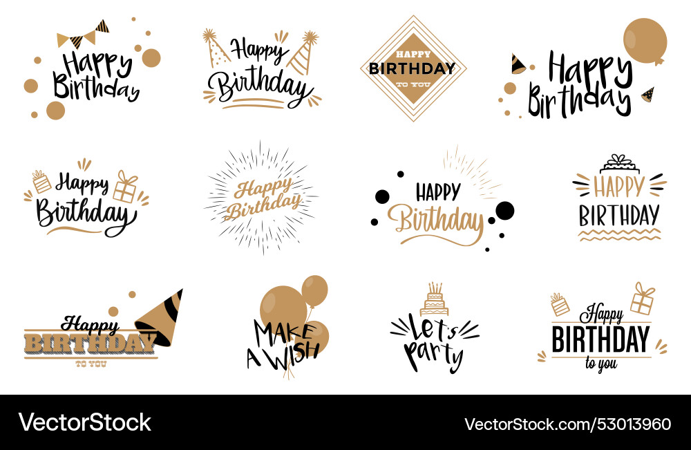 Happy birthday badge emblems collection set Vector Image