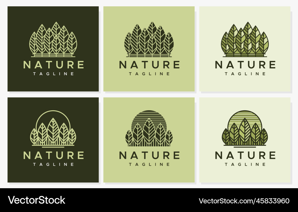 Leaf Line Logo Template Royalty Free Vector Image