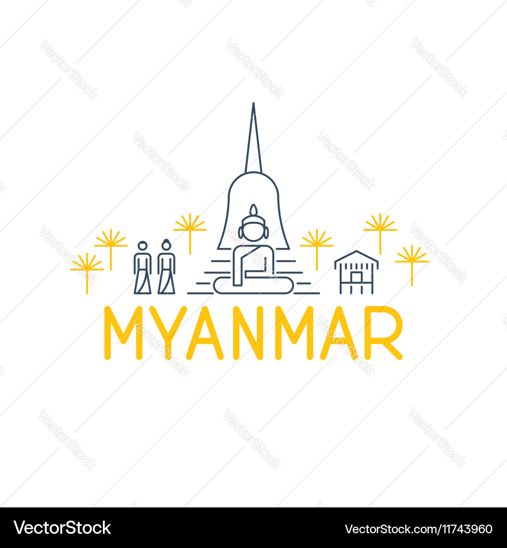 Myanmar country travel identity Royalty Free Vector Image