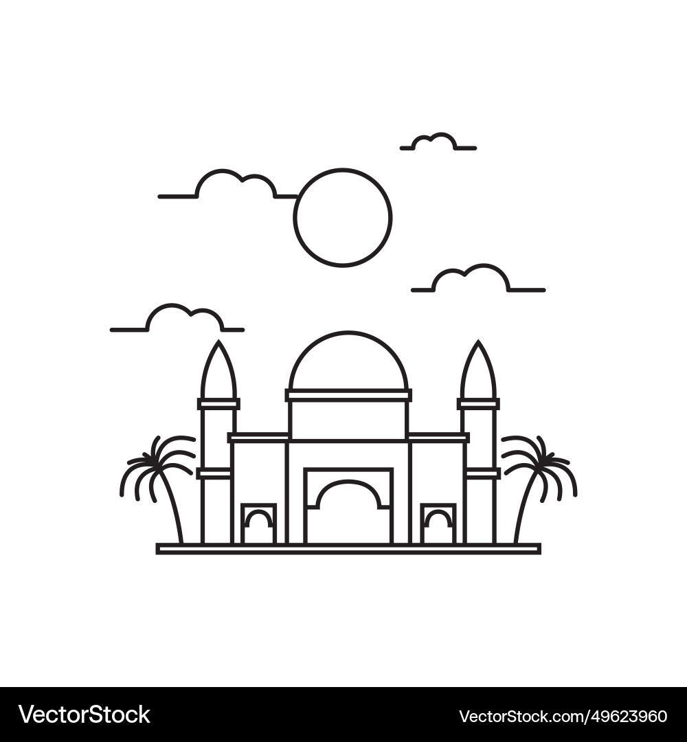 Nature tree mosque logo design image Royalty Free Vector