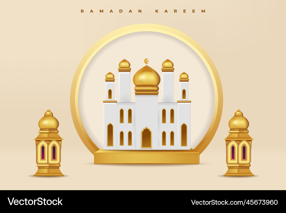 Realistic 3d islamic celebration Royalty Free Vector Image