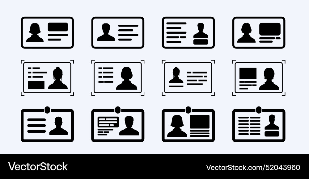 Set of id card icons personal Royalty Free Vector Image