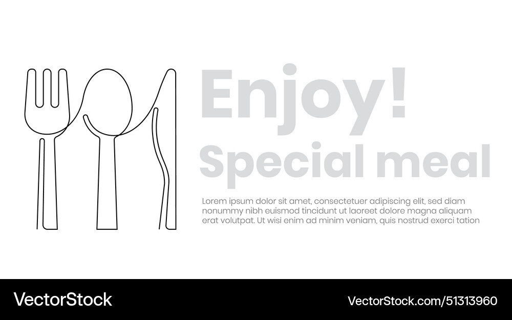 Spoon fork and knife one line continuous ads Vector Image