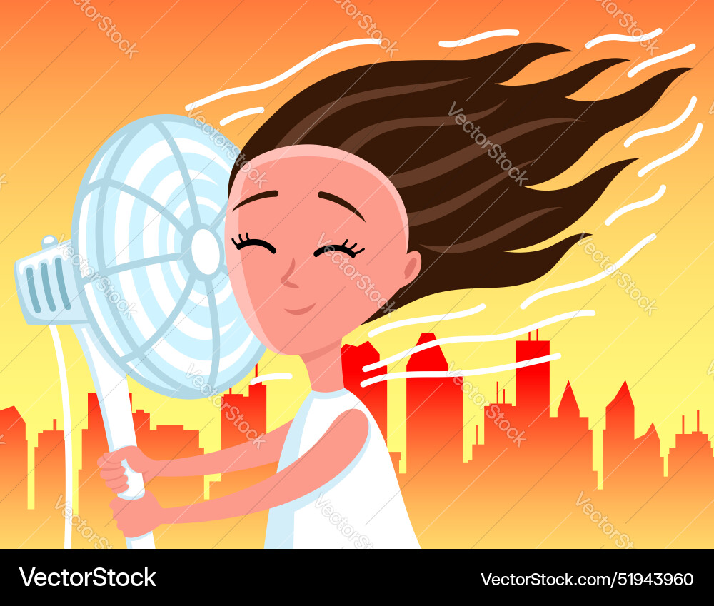 Woman with a fan Royalty Free Vector Image - VectorStock