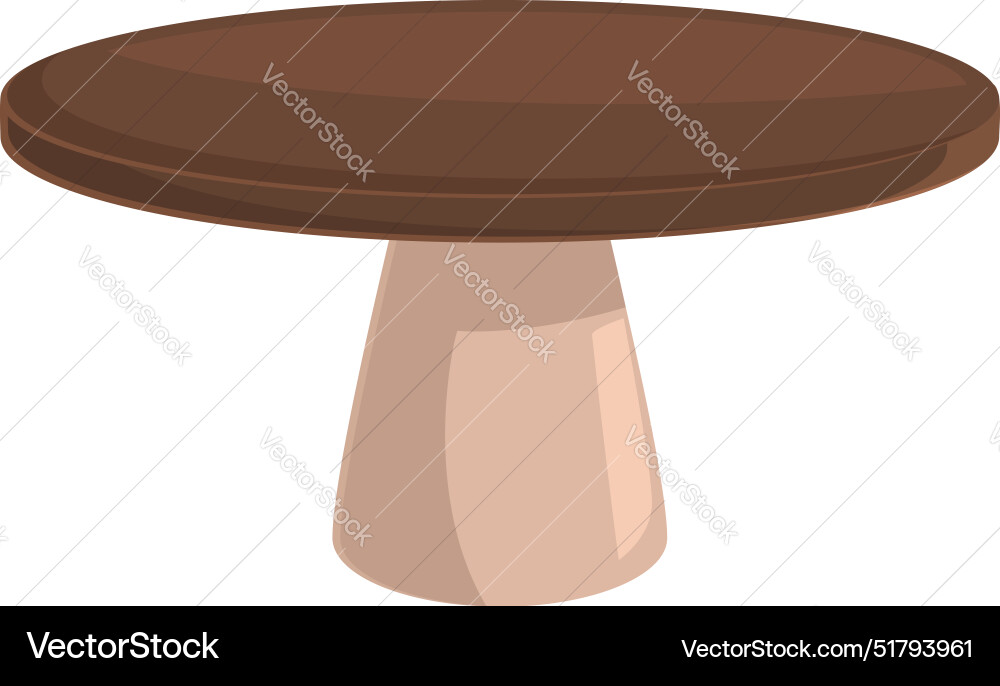Big brown round table top standing on one leg Vector Image