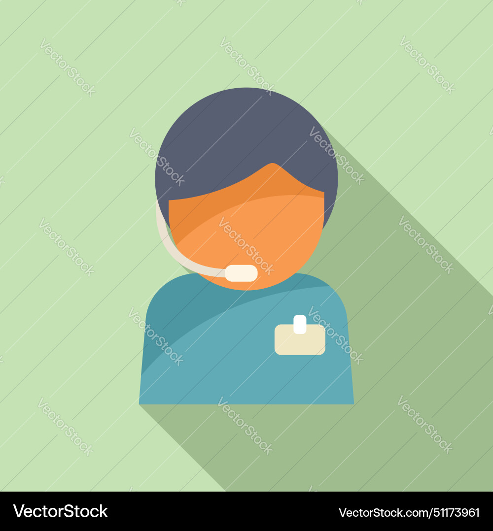 Call center person support icon flat Royalty Free Vector