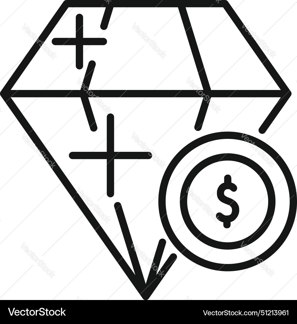 Diamond service support icon outline Royalty Free Vector