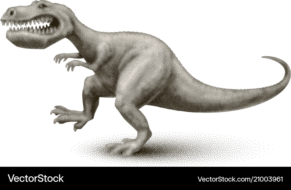 Engraved Dinosaur Illustration Royalty Free Vector Image