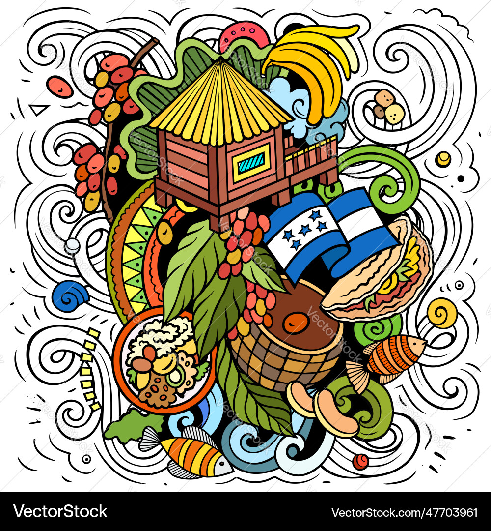 Honduras cartoon doodle funny Royalty Free Vector Image