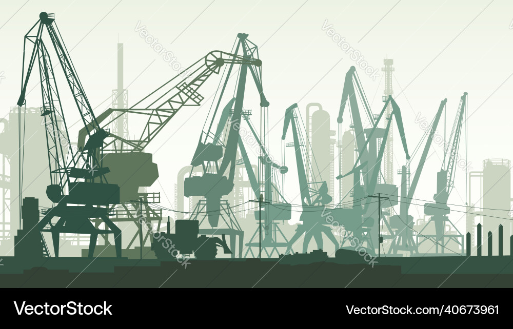 Horizontal of port with cargo crane tower Vector Image