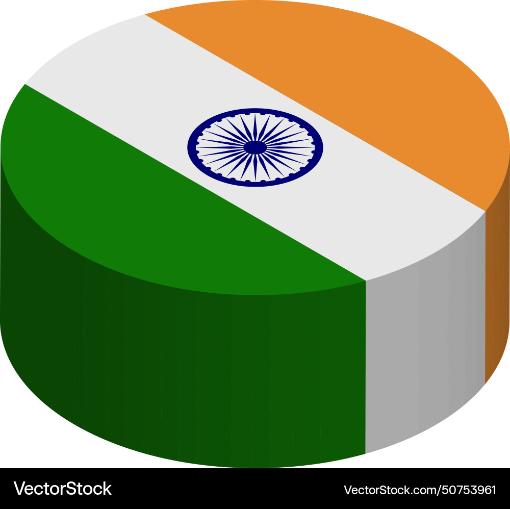 Isometric 3d circle flag of india Royalty Free Vector Image